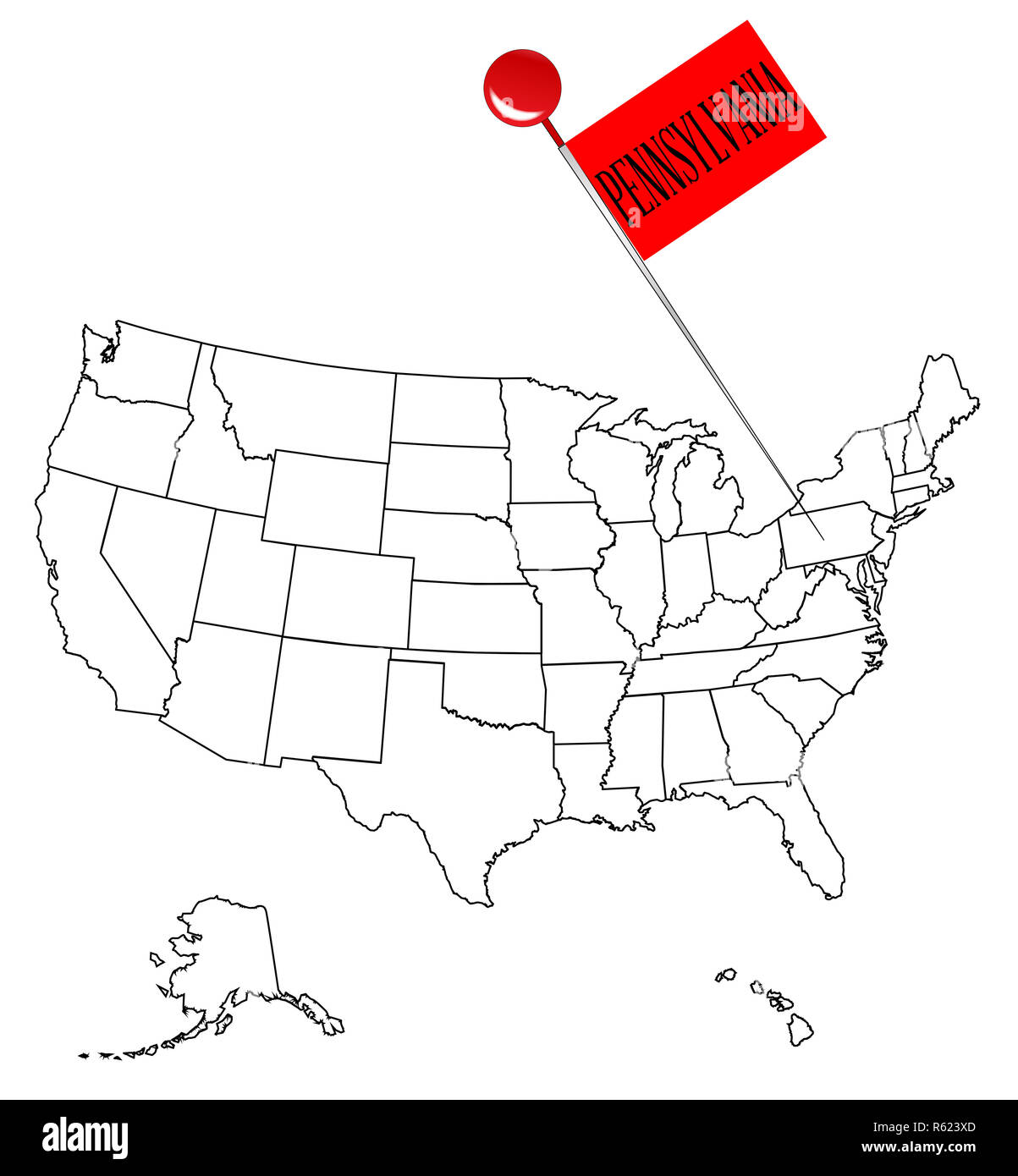 Pennsylvania map pin hi-res stock photography and images - Alamy
