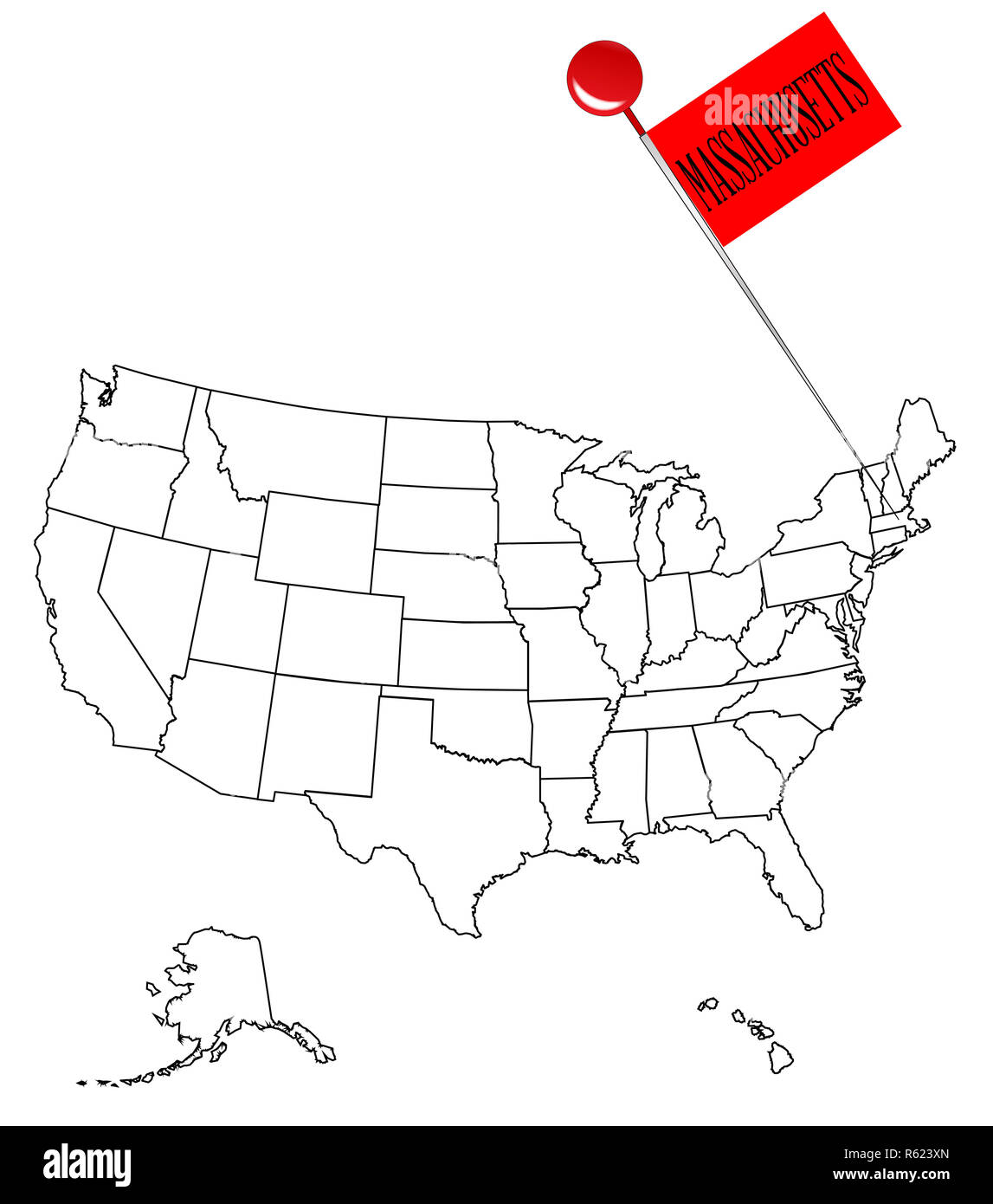 Massachusetts map pin hi-res stock photography and images - Alamy