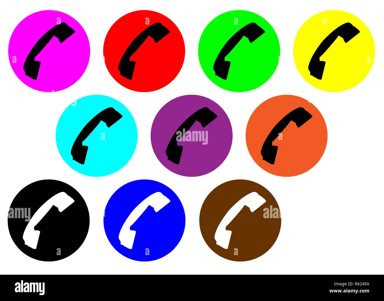 Ten Traditional Telephone Handset Icons Stock Photo - Alamy