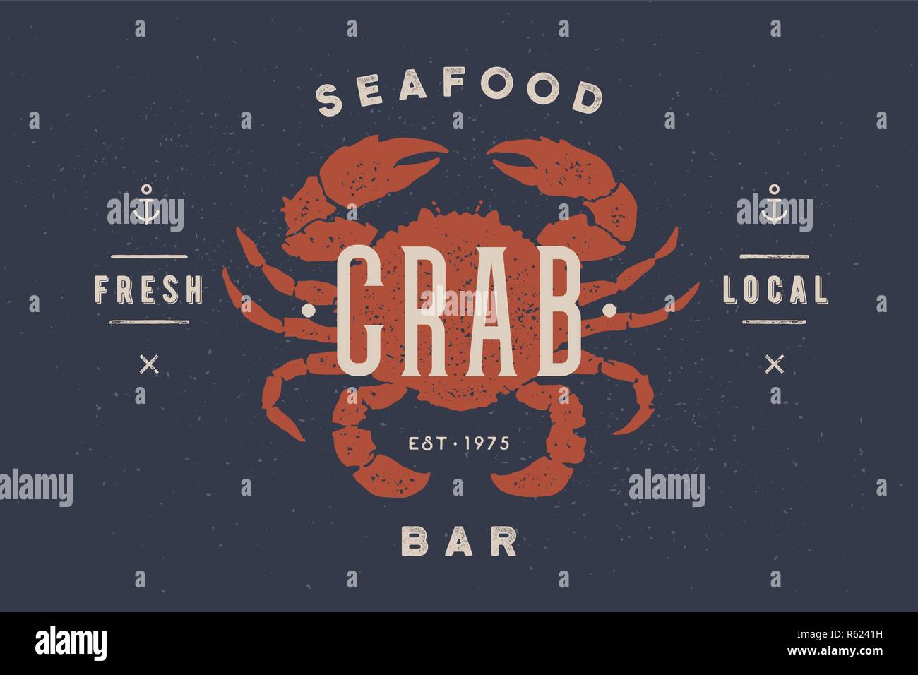 Crab, seafood. Vintage icon crab label, logo, print Stock Vector Image ...