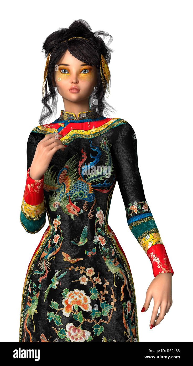 3D Rendering Princess of China on White Stock Photo - Alamy