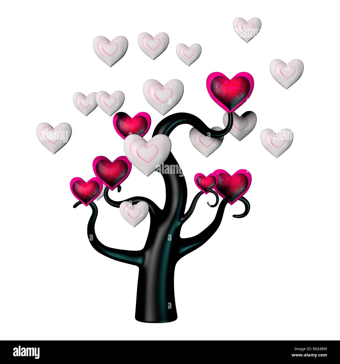 3D Rendering Heart Tree on White Stock Photo - Alamy