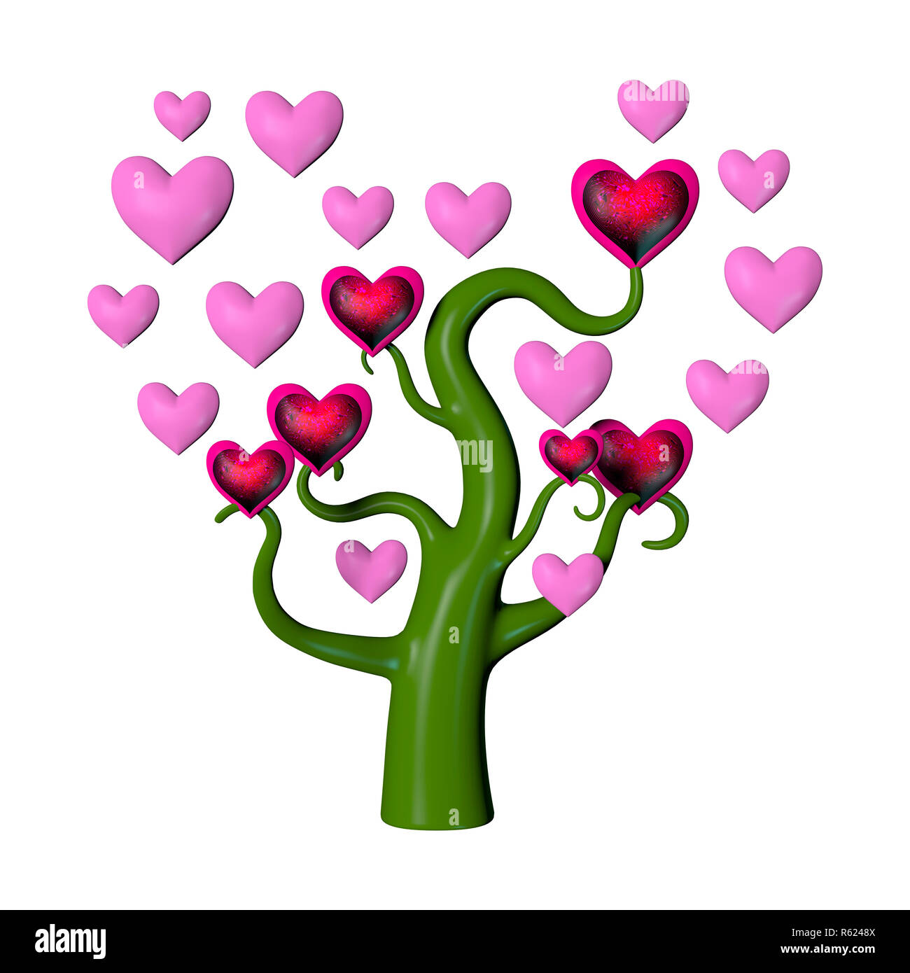 3D Rendering Heart Tree on White Stock Photo - Alamy