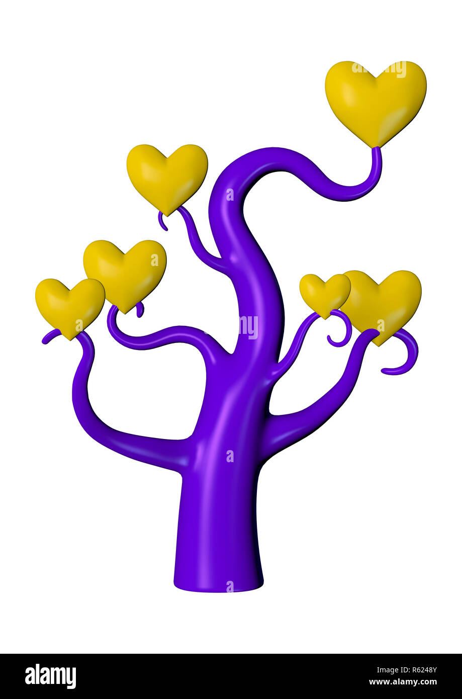 3D Rendering Heart Tree on White Stock Photo - Alamy