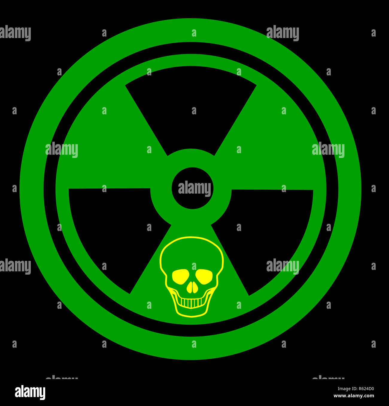 Caution Radioactive Sign With Skull Stock Photo - Alamy