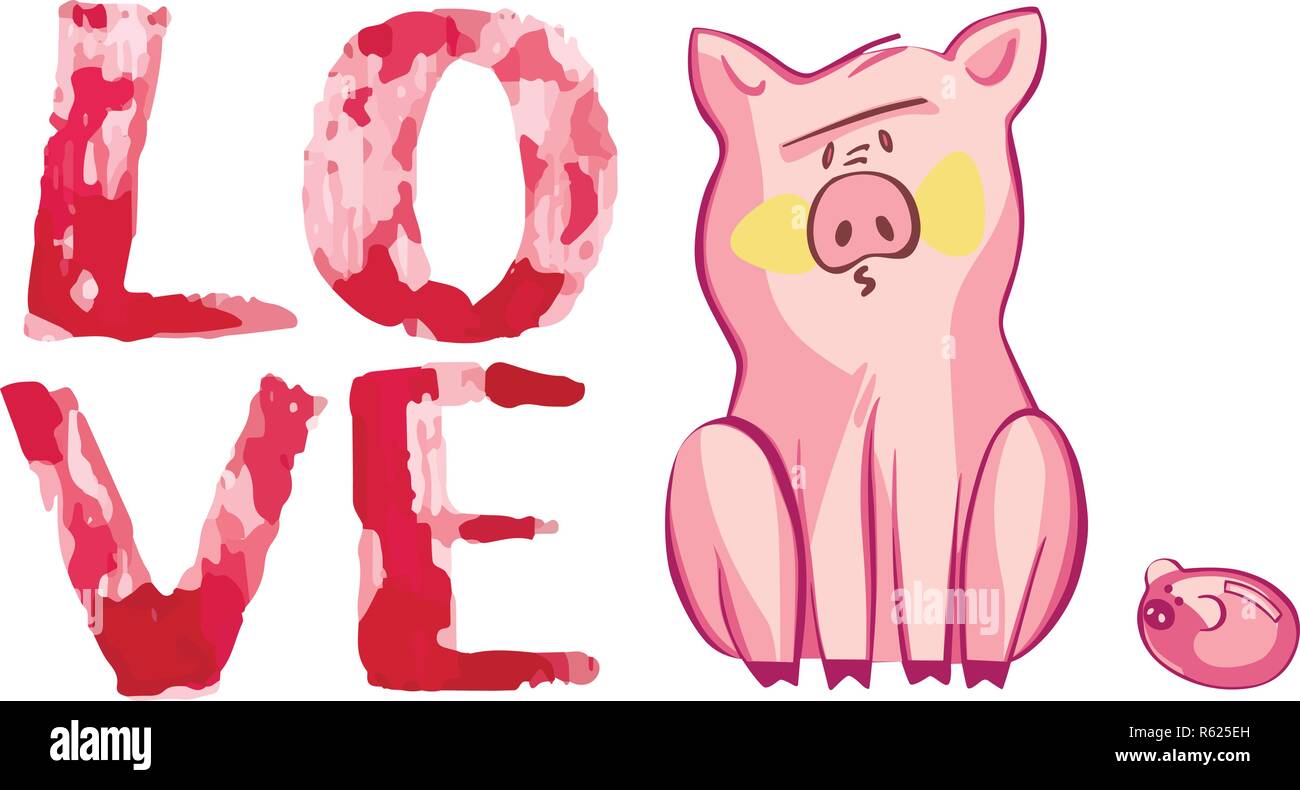 Happy pigs with love letters, presents for Valentine s day on white ...