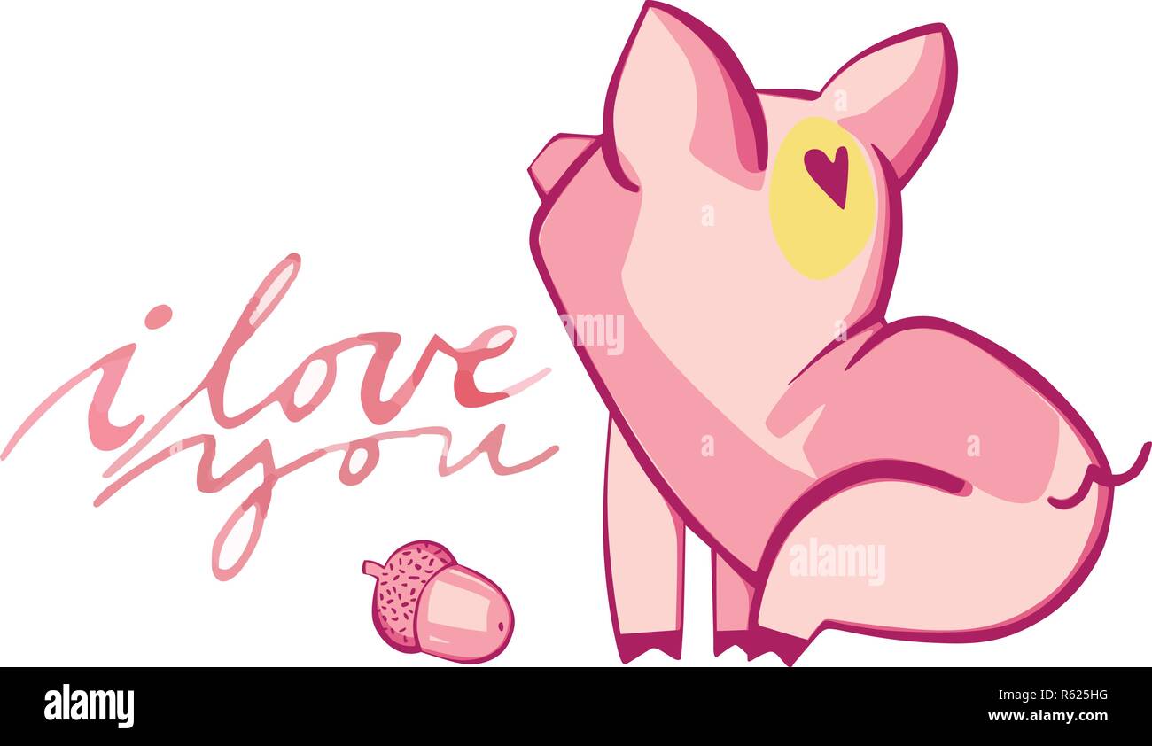 Happy pigs with love letters, presents for Valentine s day on white ...