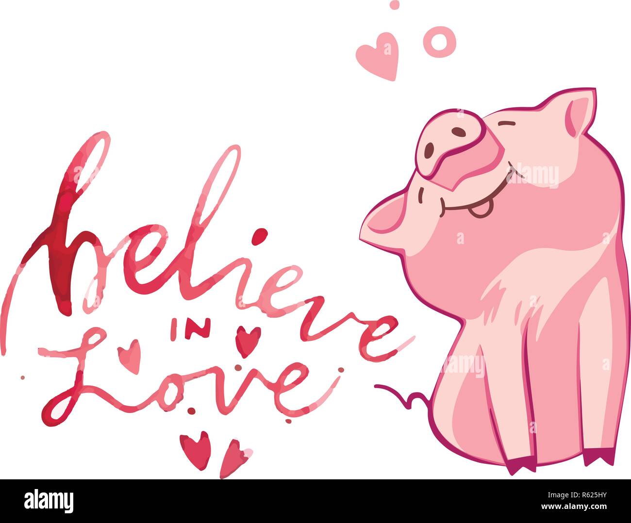 Happy pigs with love letters, presents for Valentine s day on white ...