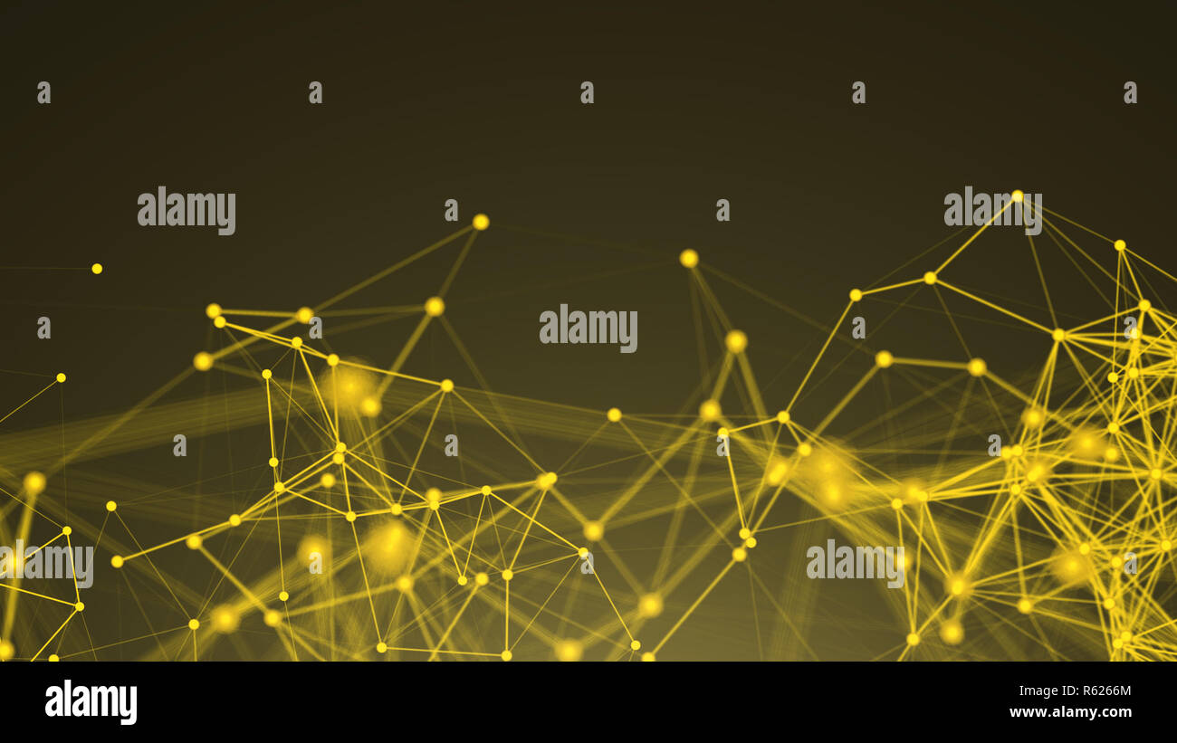 Abstract connection dots. Technology background. Digital drawing gold ...