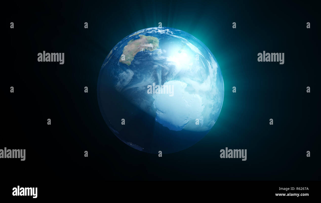 Planet earth with shine effect on black background Stock Photo - Alamy