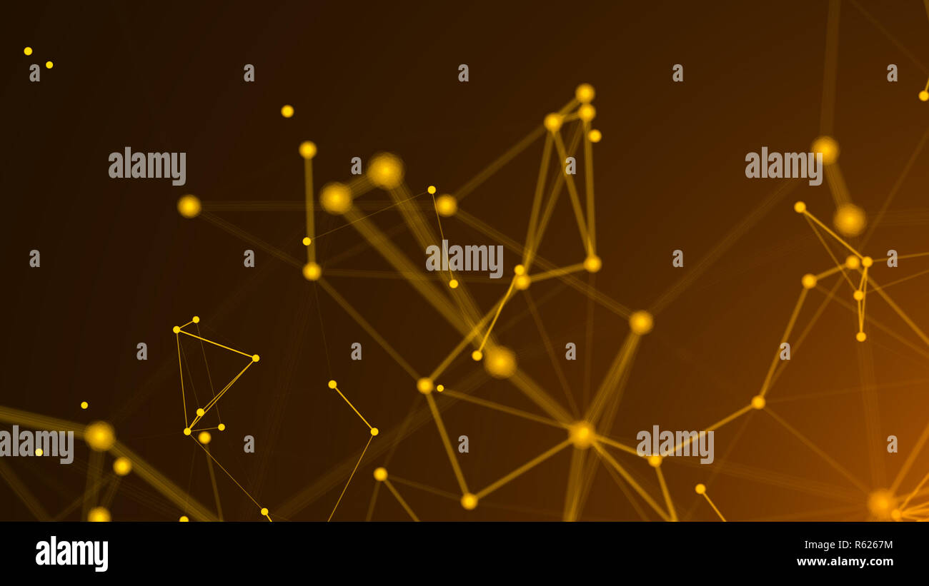 Abstract connection dots. Technology background. Digital drawing gold ...