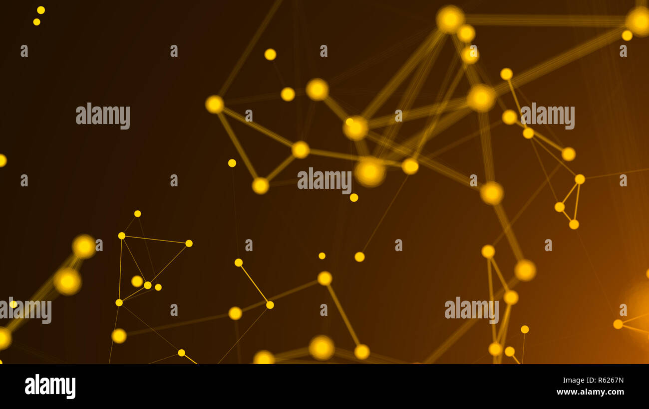 Abstract connection dots. Technology background. Digital drawing gold ...