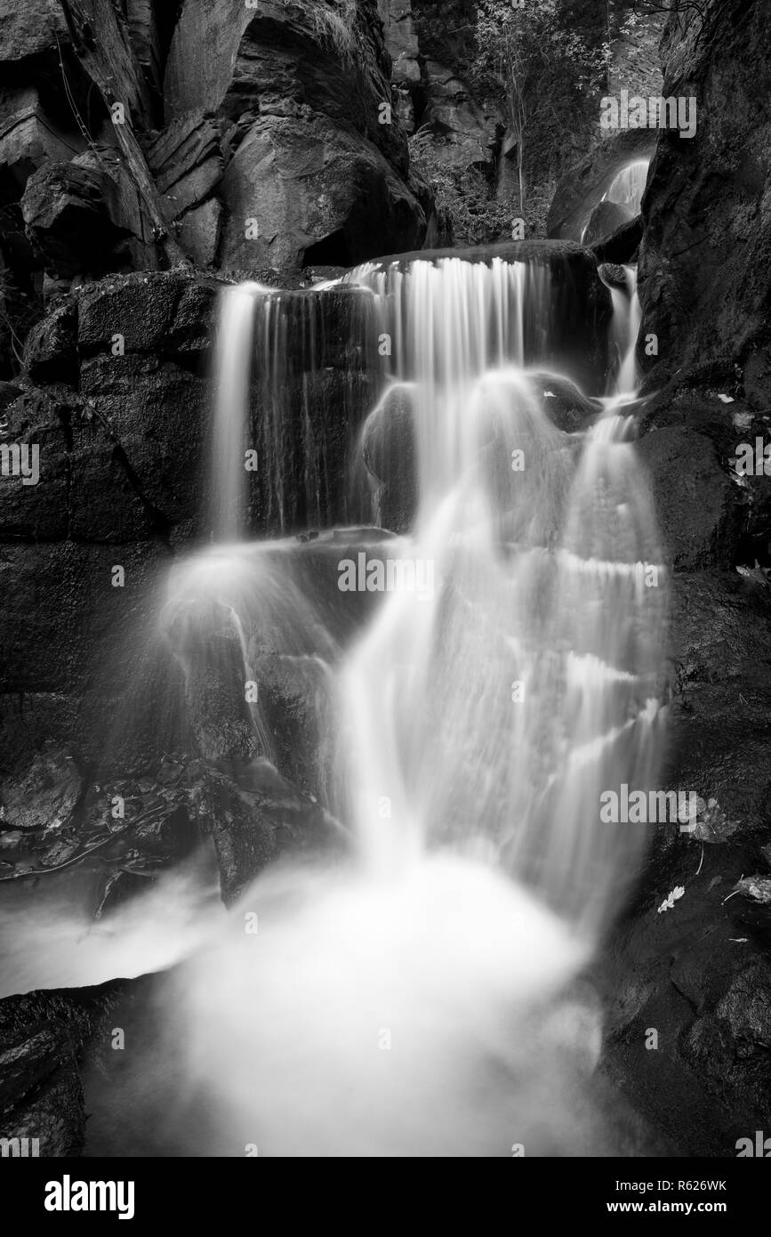 Beautiful waterfalls in the Lumsdale Valley, an area of industrial ...