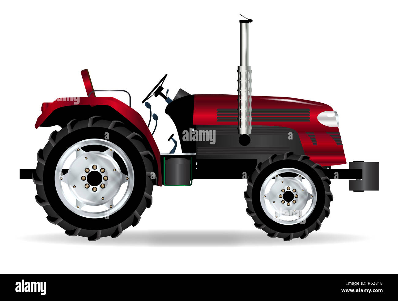 Red Isolated Tractor Stock Photo - Alamy