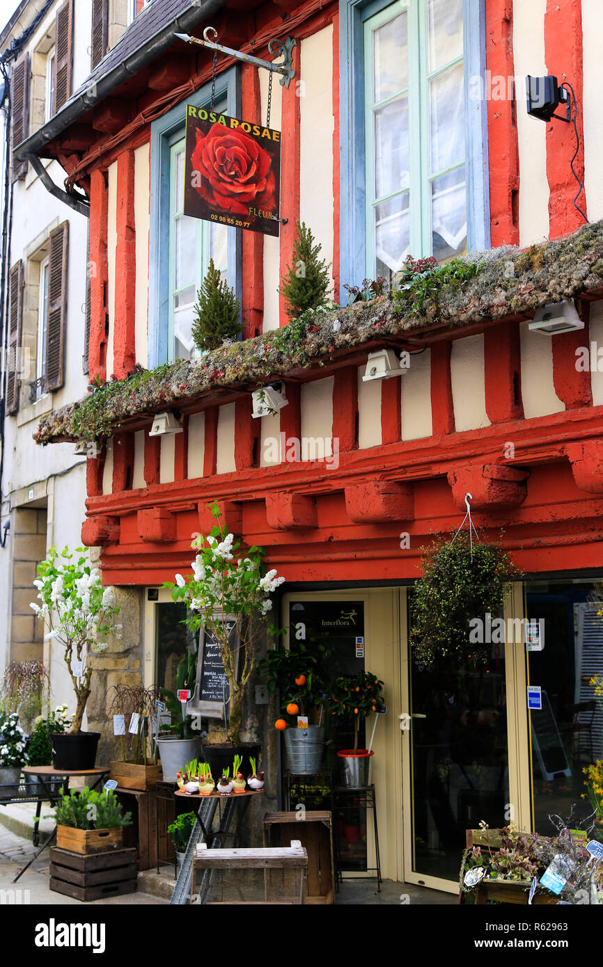 Old medieval frontage flower shop Stock Photo - Alamy