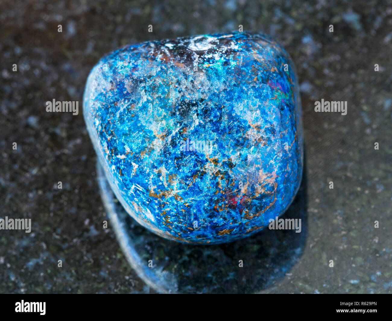 tumbled Azurite gemstone on dark background Stock Photo - Alamy