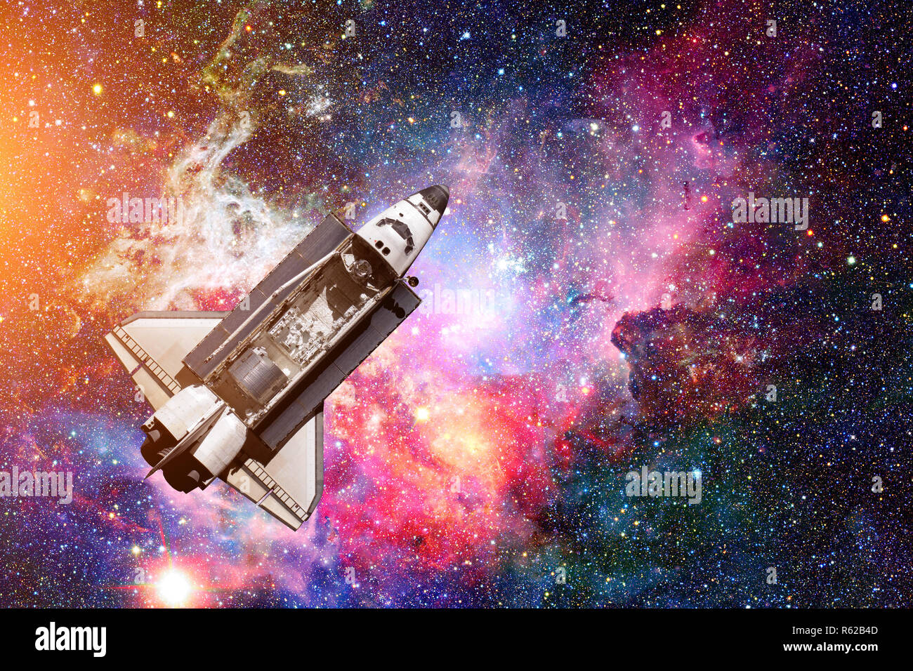 Space Shuttle taking off on a mission. Elements of this image furnished ...