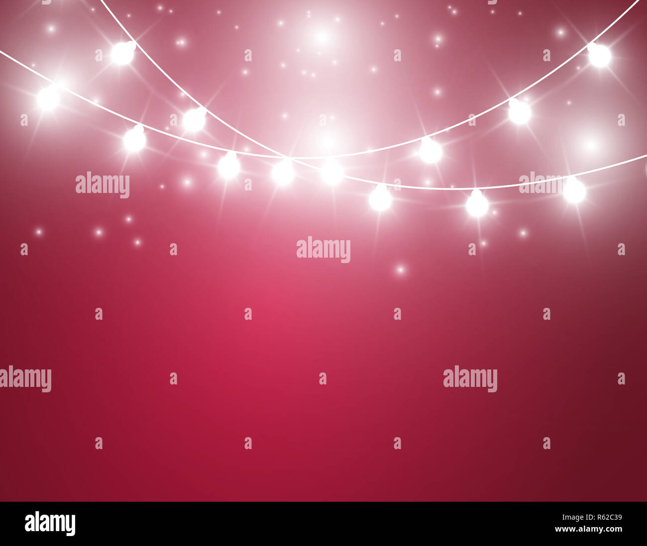 Christmas background with xmas lights. Vector glowing garland isolated ...