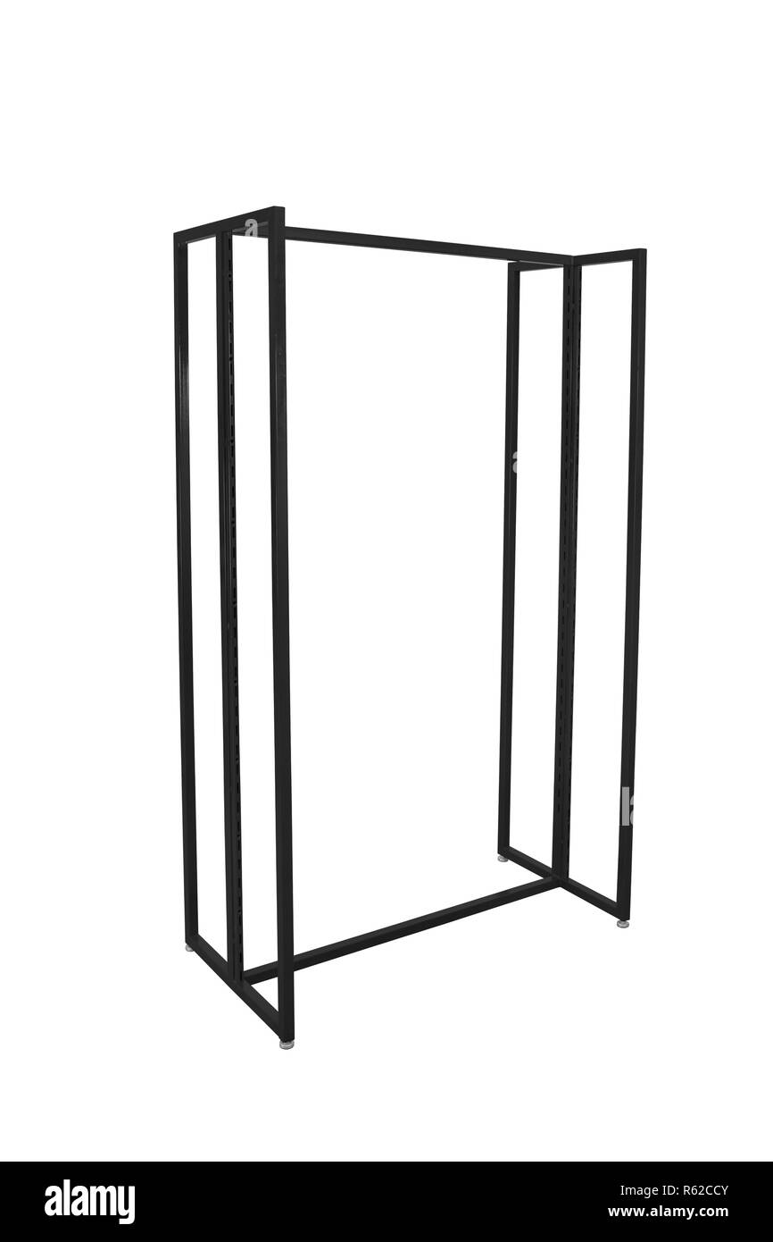 Black clothing rack isolated on white background Stock Photo - Alamy