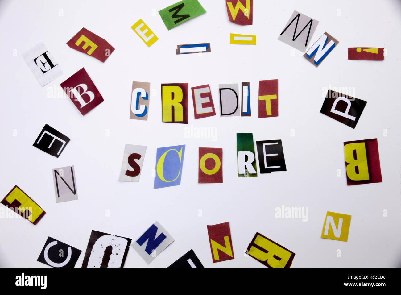 A word writing text showing concept of Credit Score made of different ...