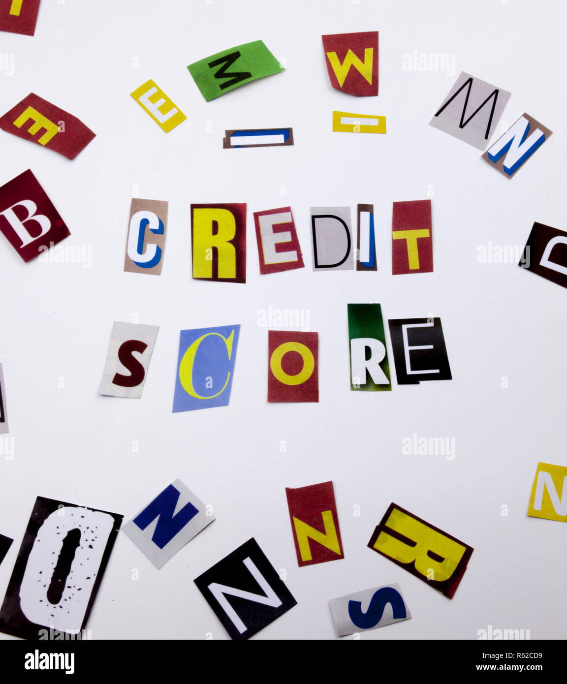 A word writing text showing concept of Credit Score made of different ...