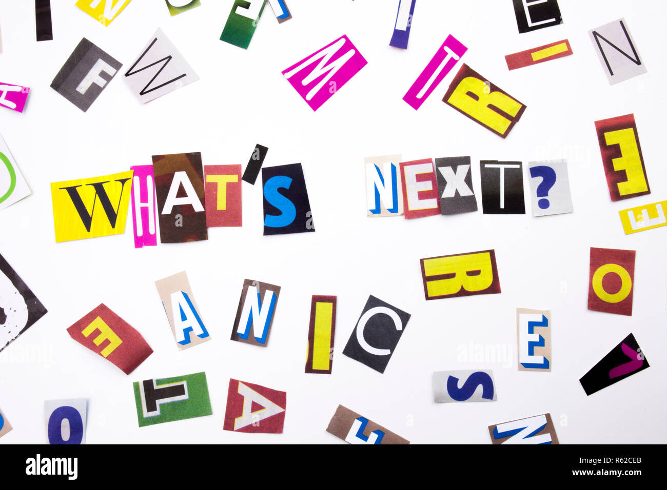 A word writing text showing concept of What's Next question made of ...