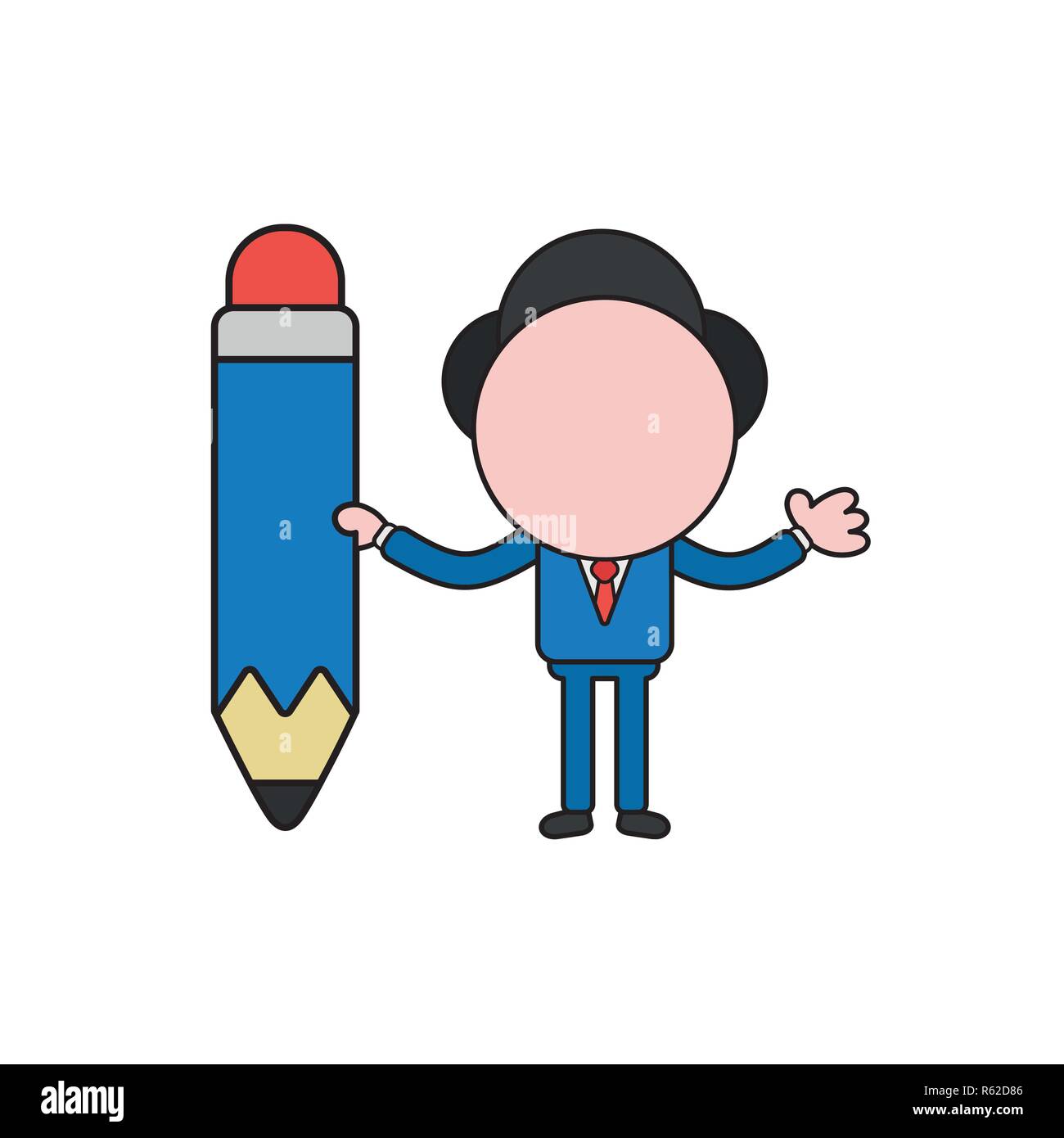 Vector illustration concept of businessman character holding pencil ...