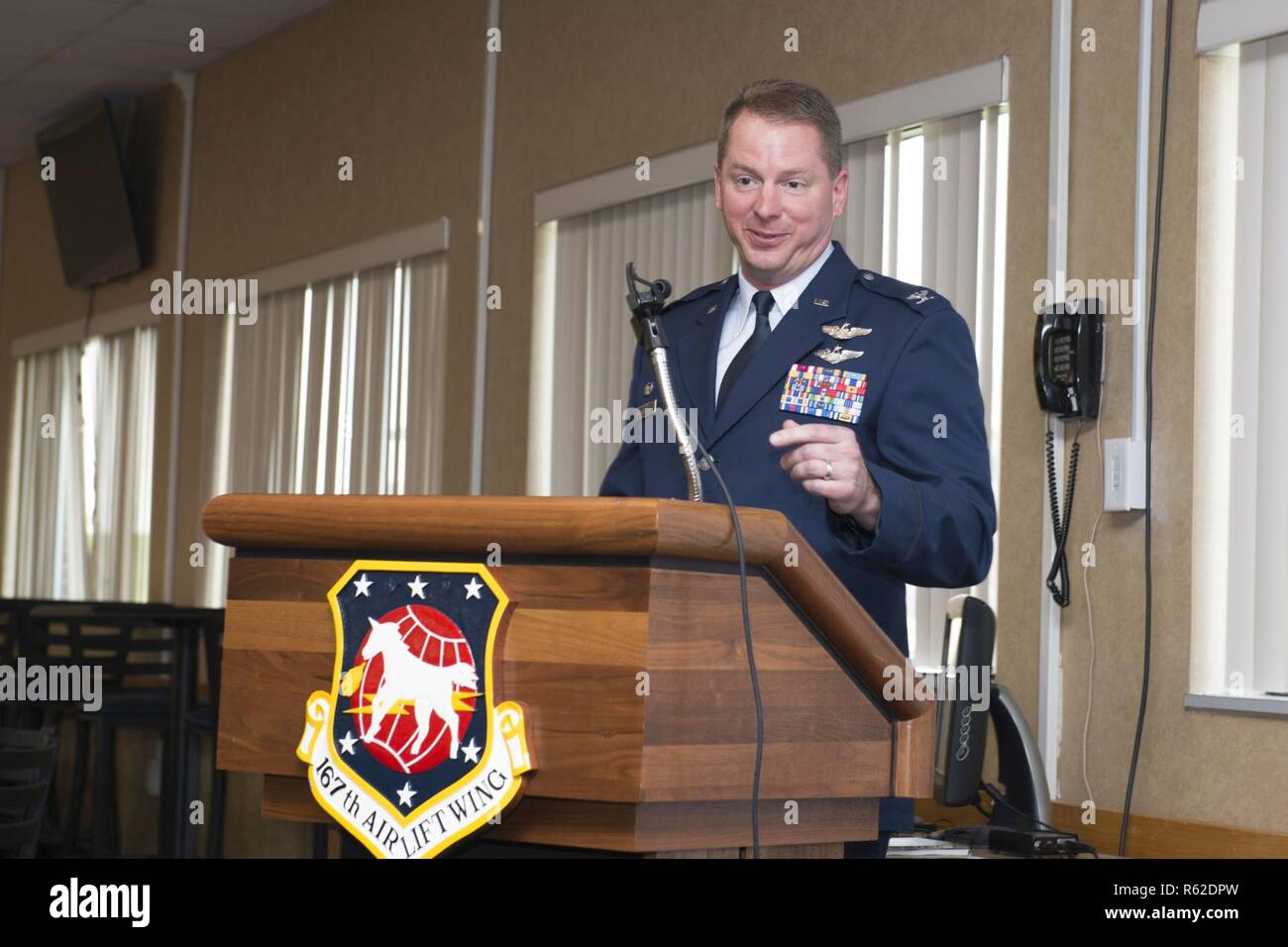 Col. Martin Timko, 167th Operations Group commander, addresses his wife ...