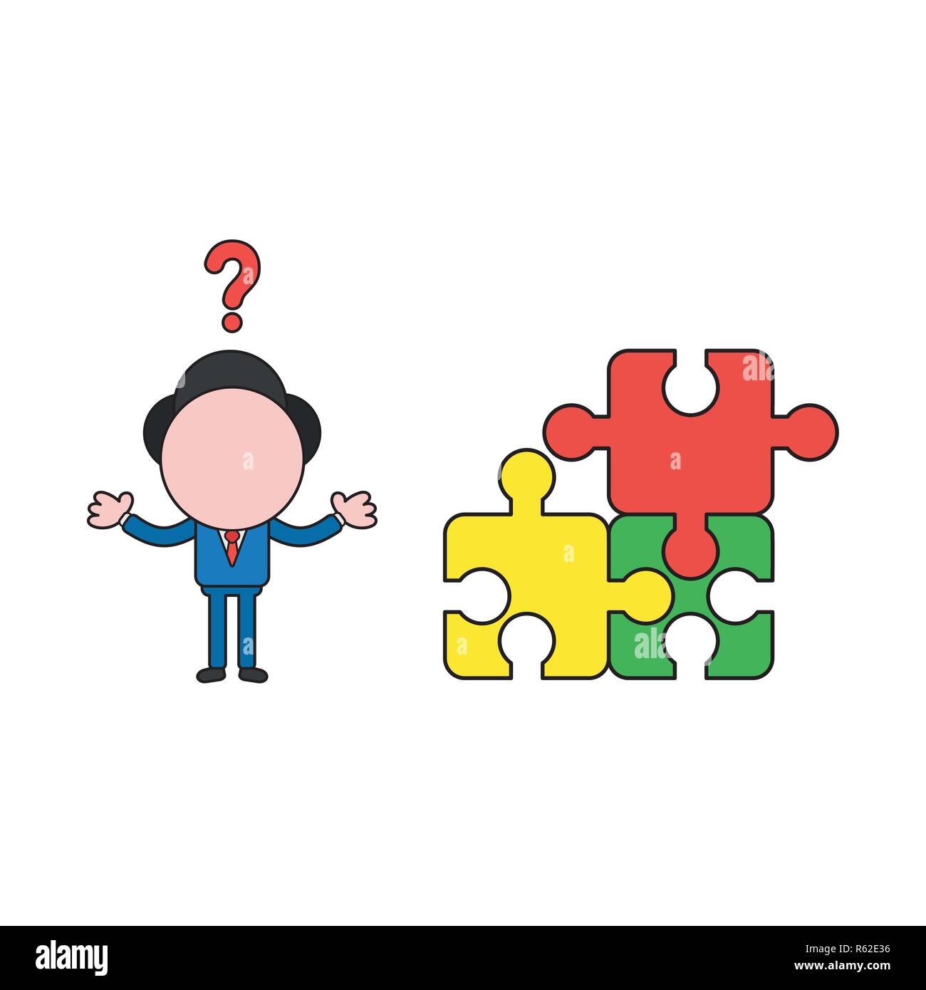 Three puzzle pieces connected Stock Vector Images - Alamy