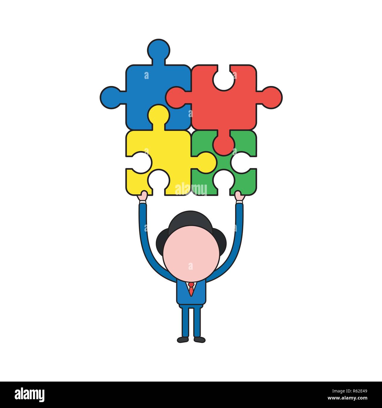 Vector illustration concept of businessman character holding up four ...