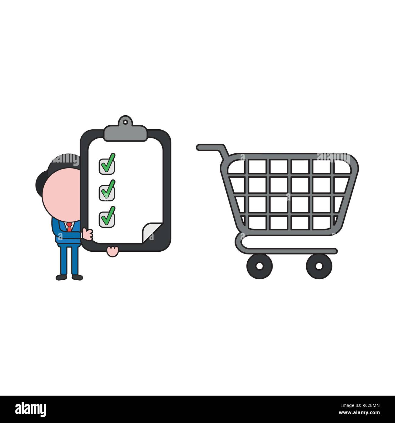 Vector illustration concept of businessman character with shopping cart ...