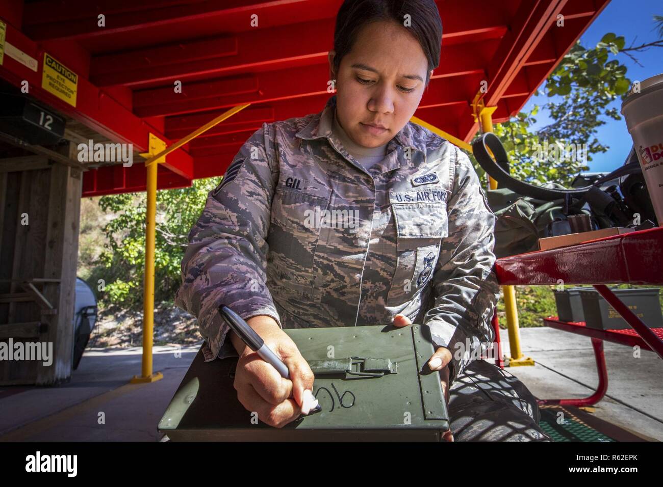 U.S. Air Force Staff Sgt. Nathalia Gil, a Combat Arms Training and ...