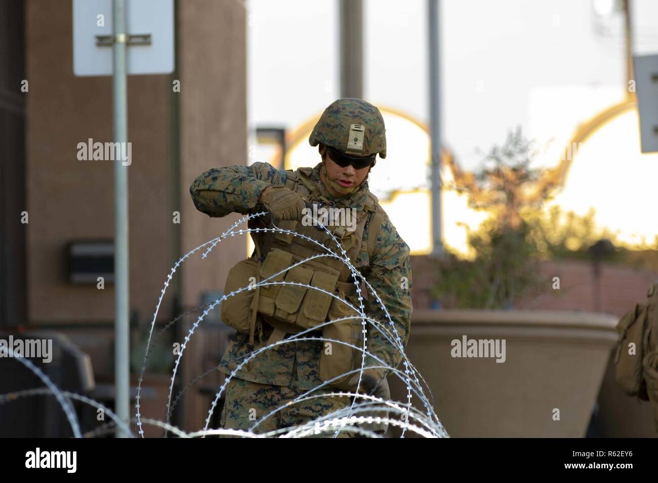 A Marine from Special Purpose Marine Air-Ground Task Force 7 prepares ...