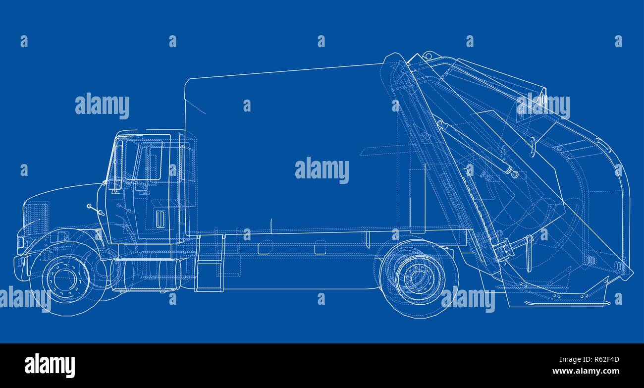 Garbage truck concept. 3d illustration Stock Photo - Alamy