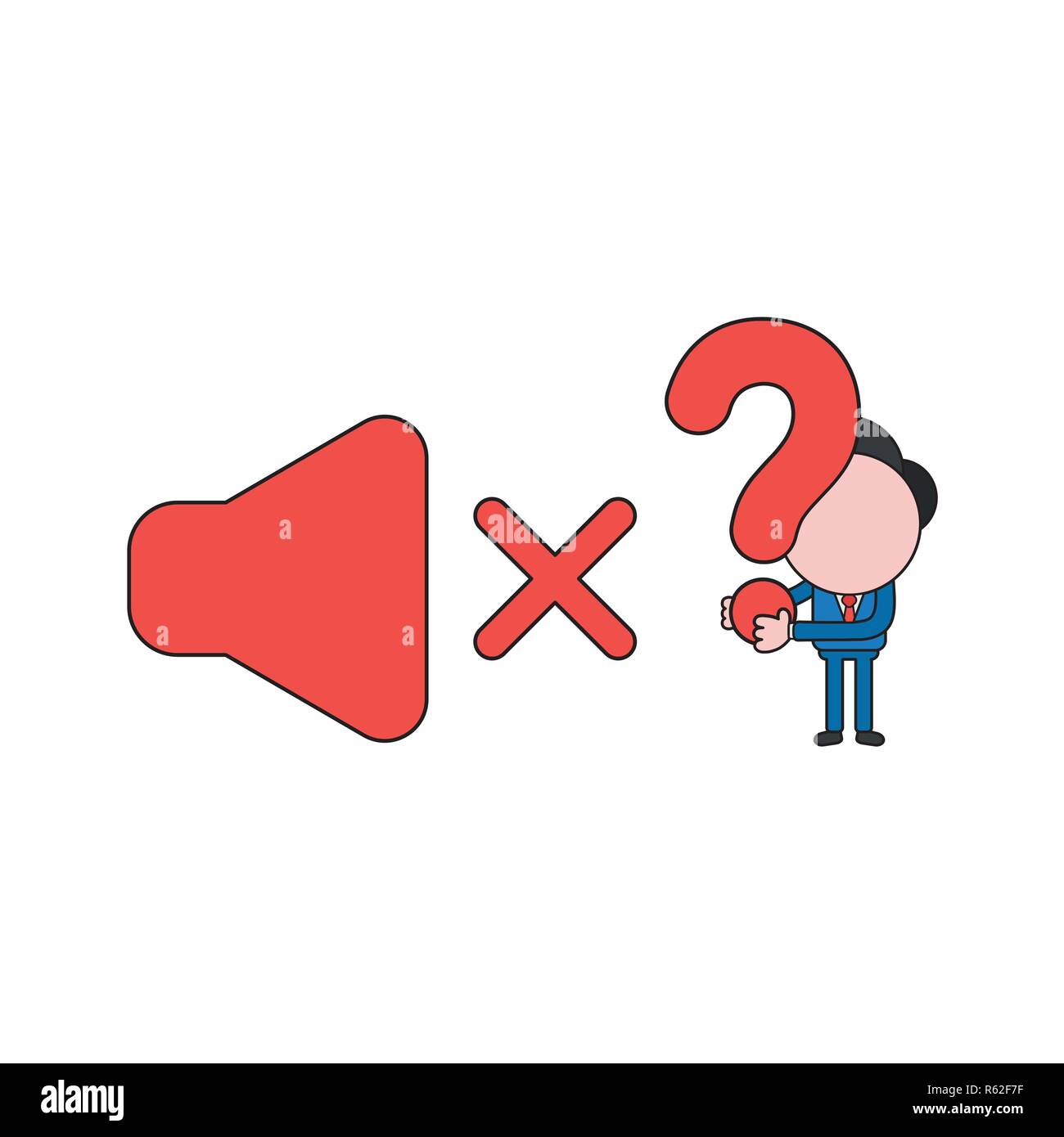 Vector illustration concept of businessman character with sound off ...