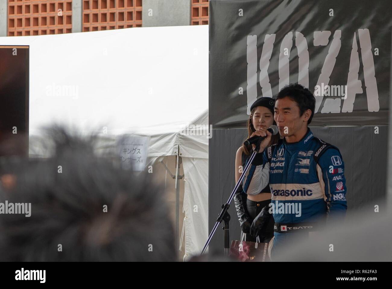 Takuma Sato, driver for Rahal Letterman Lanigan Racing, speaks to the ...