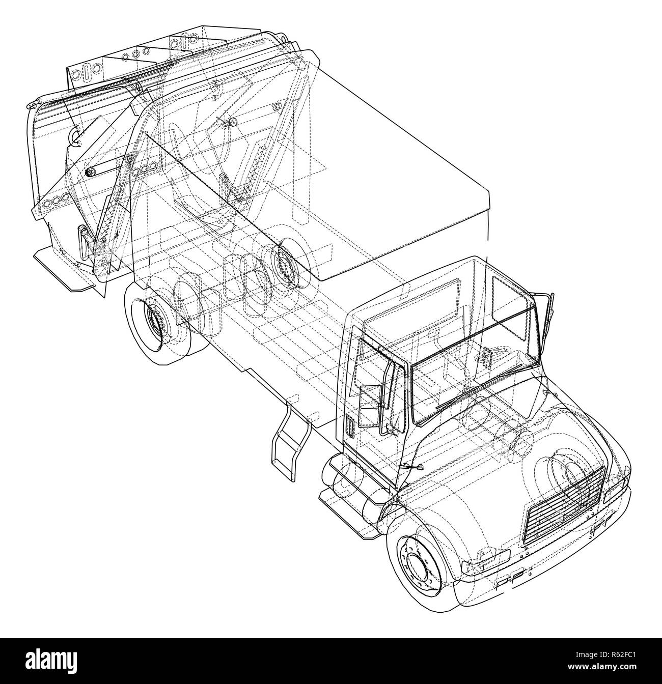 Garbage truck concept. 3d illustration Stock Photo - Alamy