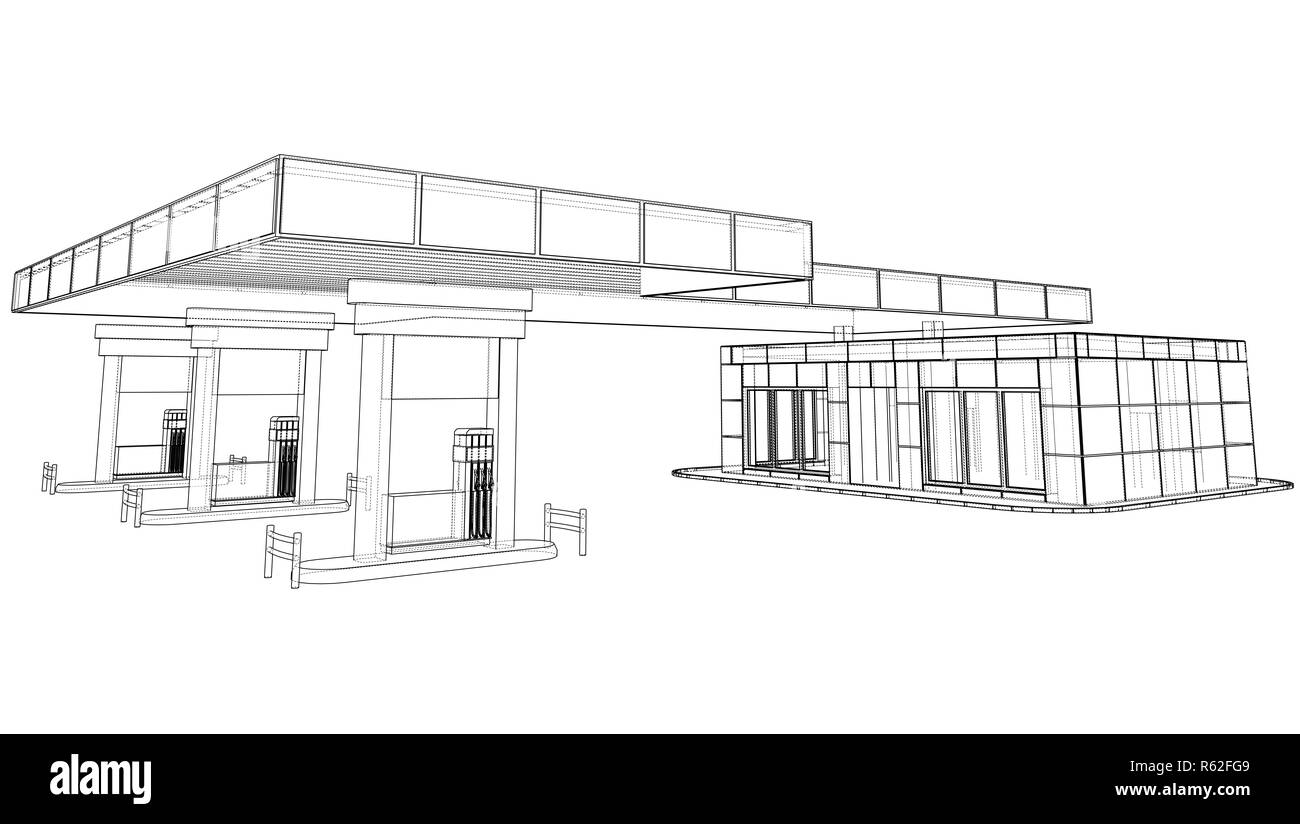 Gasoline Station Drawing