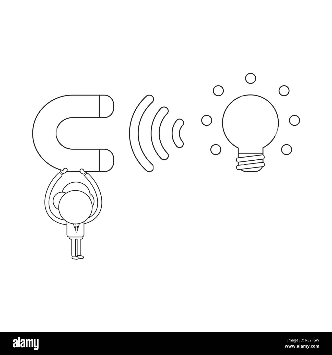 Vector illustration concept of businessman character holding up magnet ...