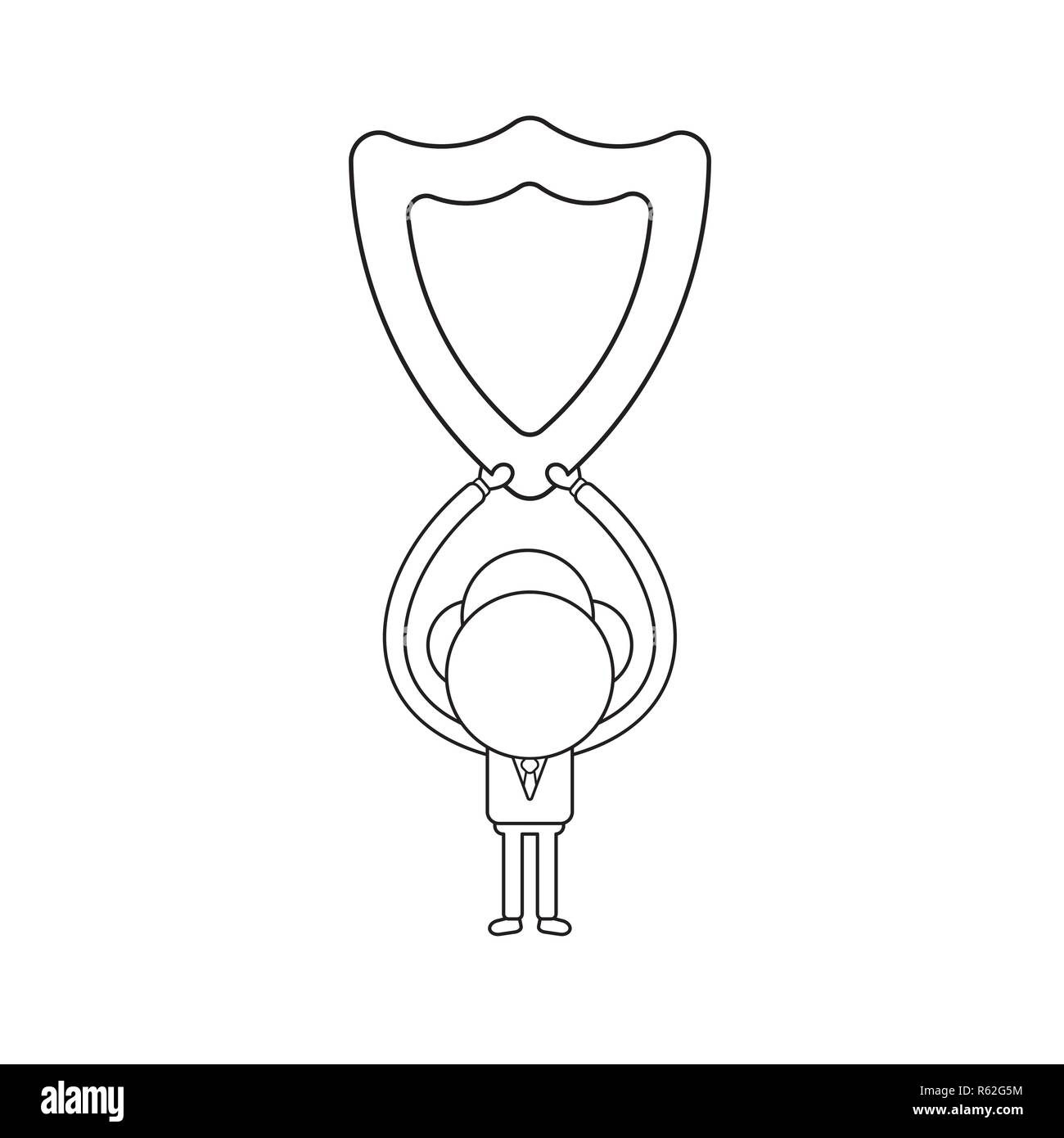 Vector illustration concept of businessman character holding up guard ...