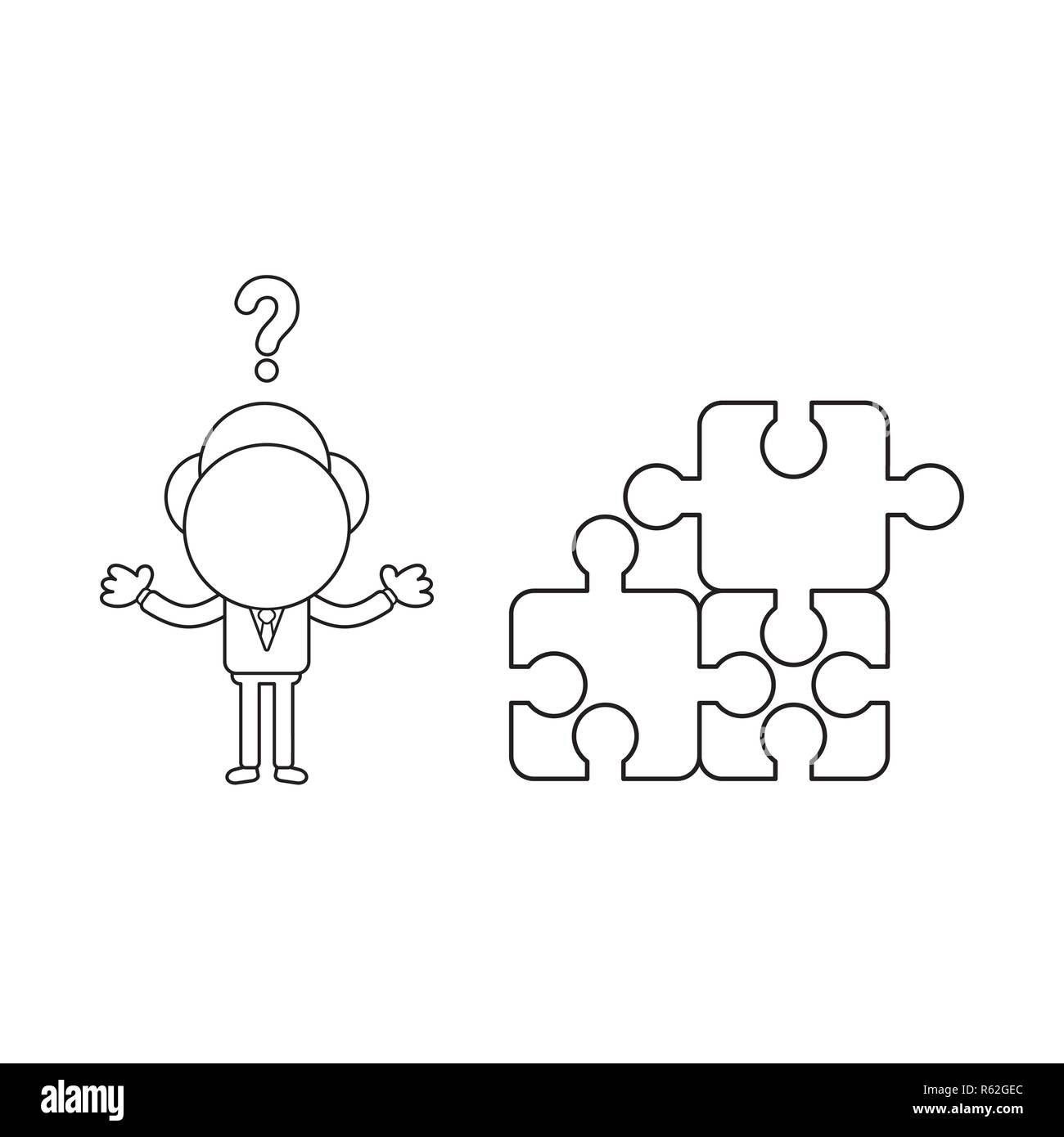 Vector illustration concept of businessman character confused with ...