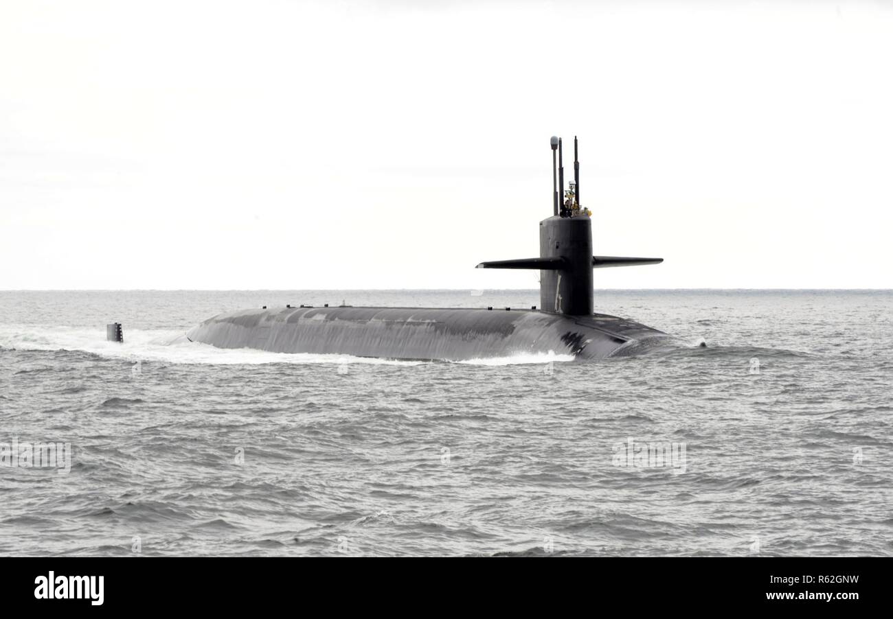The Ohio-class ballistic-missile submarine USS Rhode Island (SSBN 740 ...