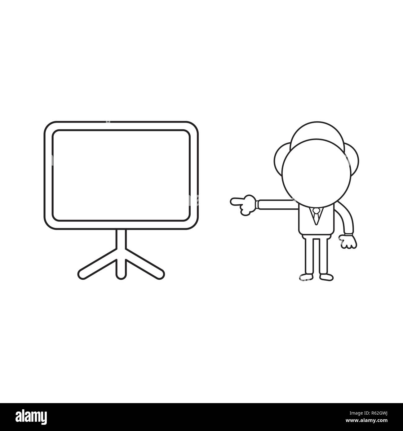 Vector illustration concept of businessman character pointing blank ...