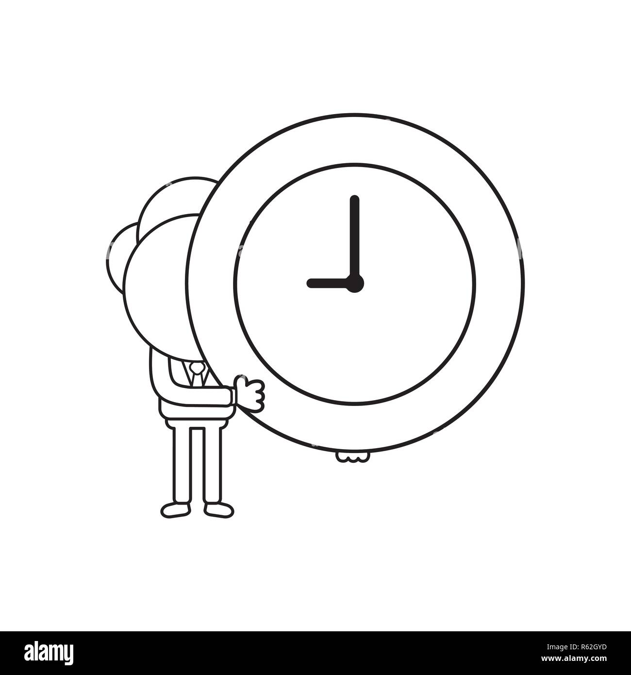 Vector illustration concept of businessman character holding clock ...