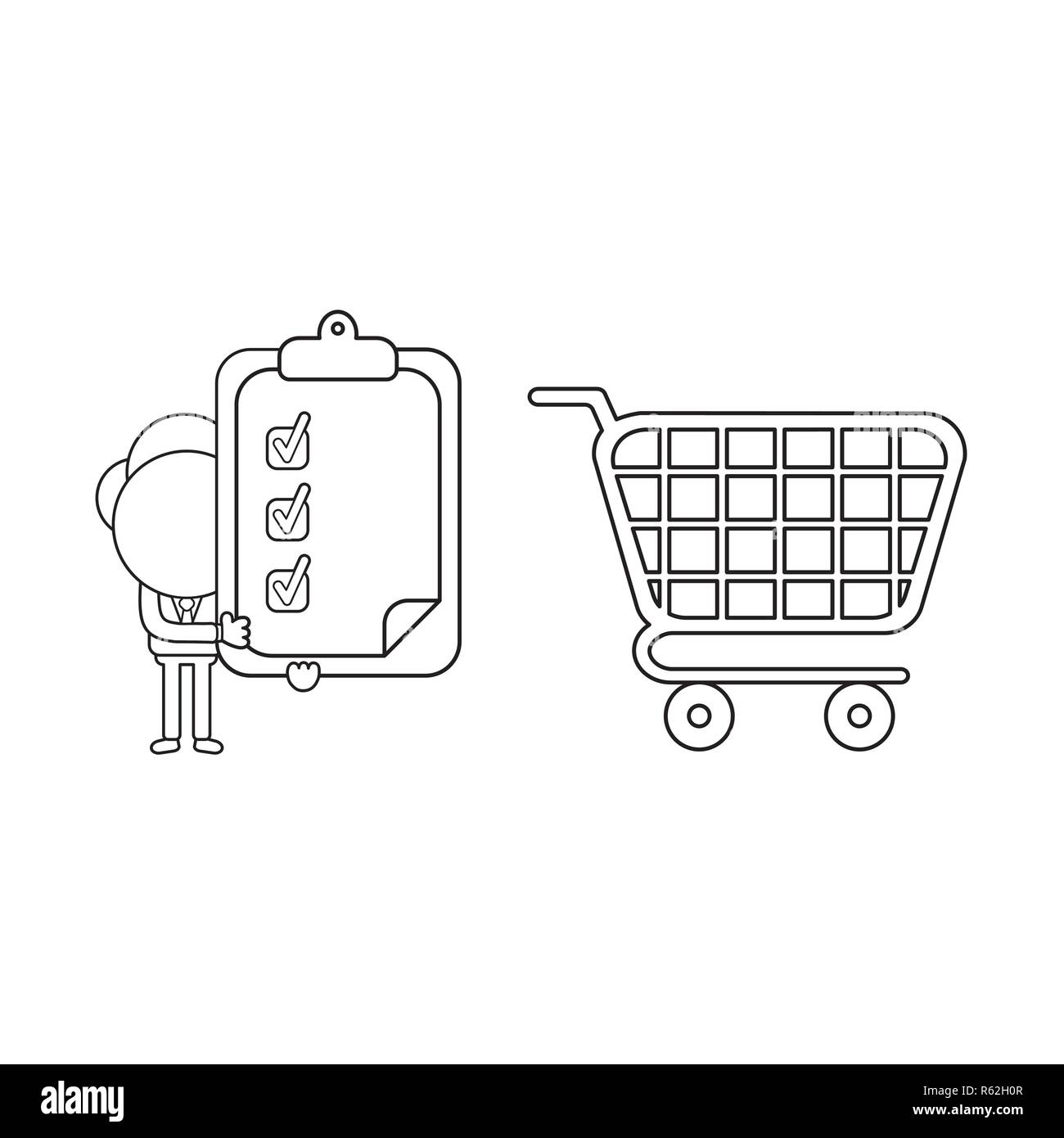 Vector illustration concept of businessman character with shopping cart ...