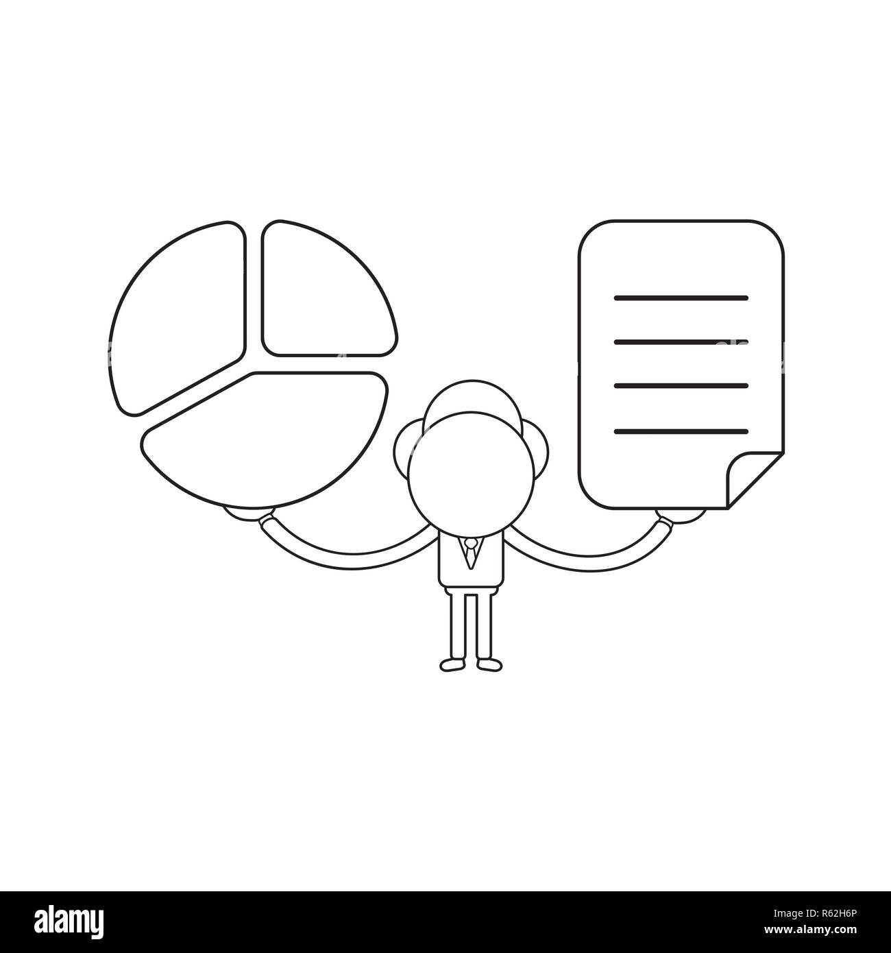 Vector illustration concept of businessman character holding diagram ...
