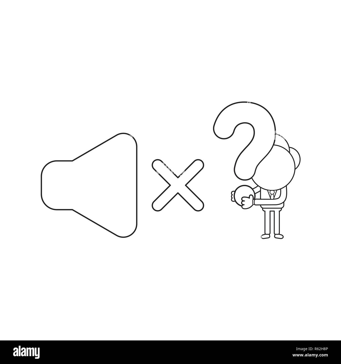 Vector illustration concept of businessman character with sound off ...