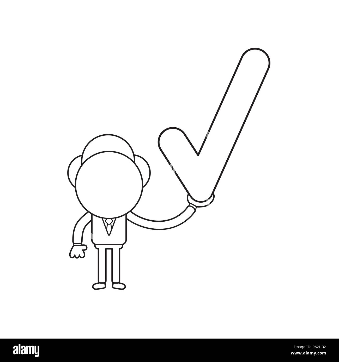 Vector illustration concept of businessman character holding check mark ...