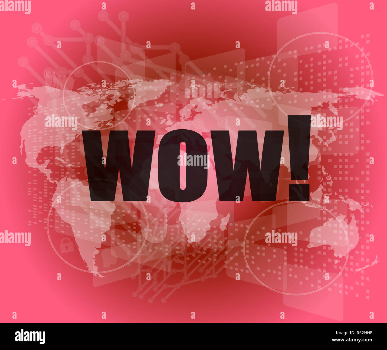 wow word on digital screen, global communication concept Stock Photo ...