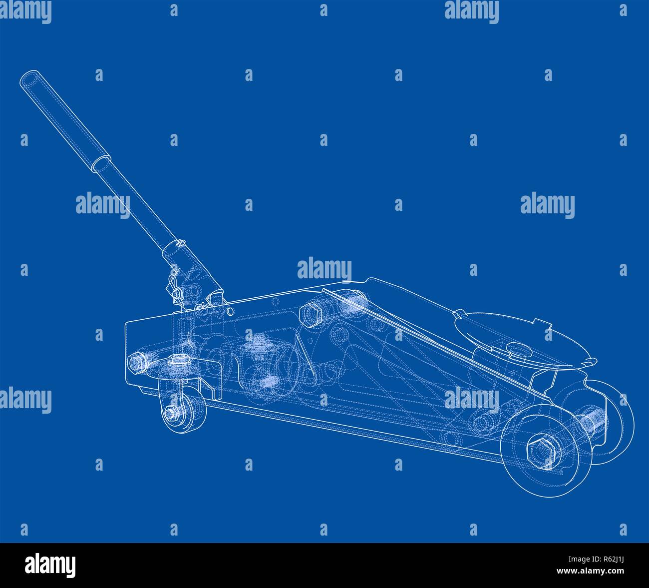 Hydraulic floor jack outline. 3d illustration Stock Photo - Alamy